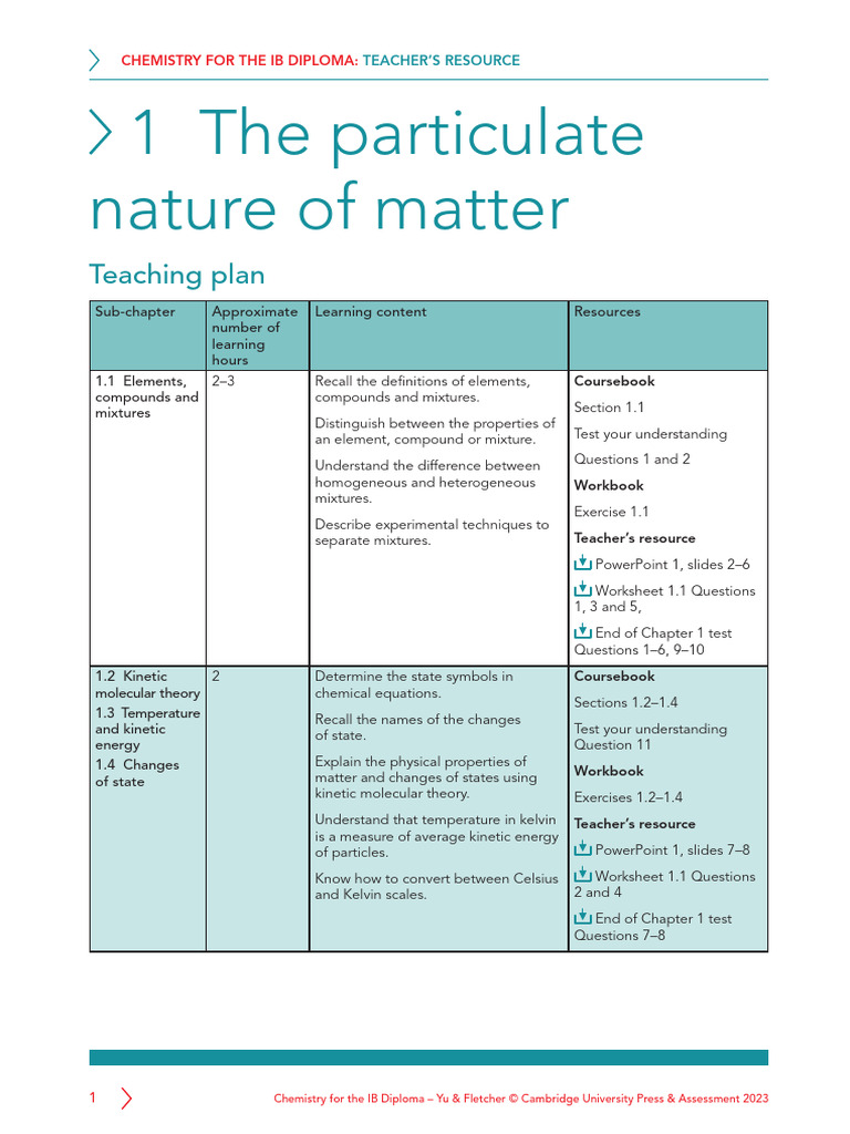 IB CHEMISTRY 1ed TR Chapter 1 Resources | PDF | Temperature | Mixture