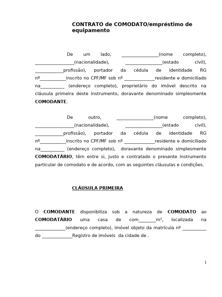 Modelo Contrato Empréstimo de Equipamento Modelo C | PDF | Empréstimos | Direito Privado