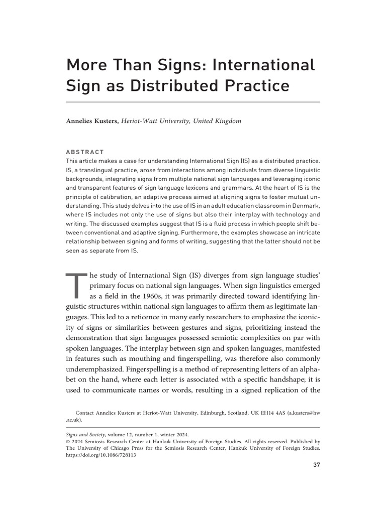 KUSTERS 2024 More Than Signs International Sigh As Distributed Practice ...
