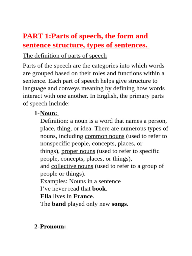 Understanding Parts of Speech and Sentences | PDF | Part Of Speech | Noun