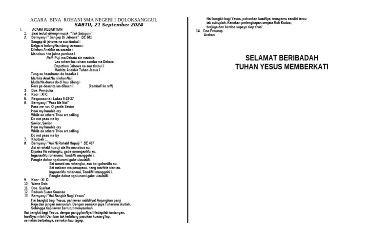 Acara Bina Rohani 20 Sept 2024 | PDF