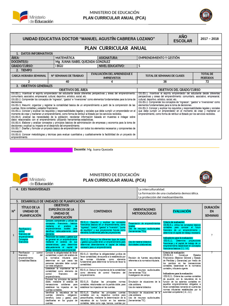 PCA Emprendimiento 1 | PDF | Contabilidad | Hoja de balance