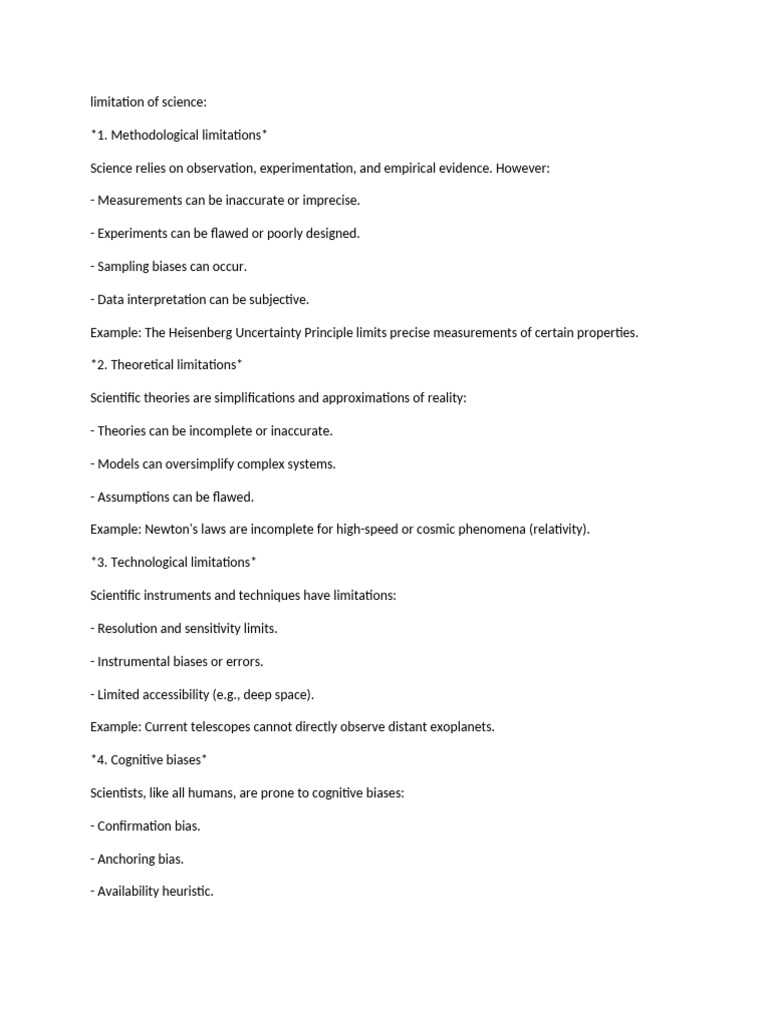 limitation of Science | PDF | Science | Scientific Method