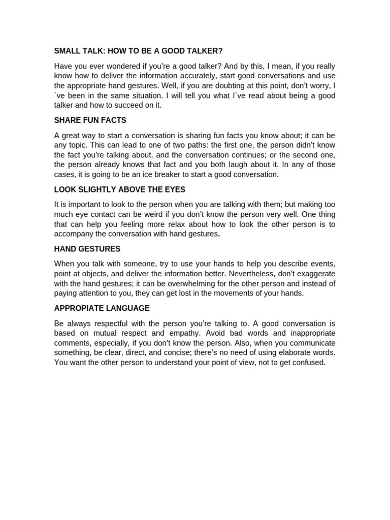 Tips for Effective Small Talk | PDF
