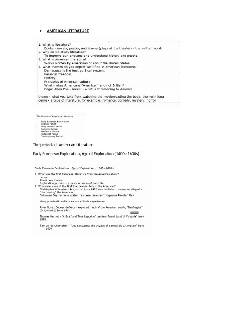 Overview of Early American Literature | PDF