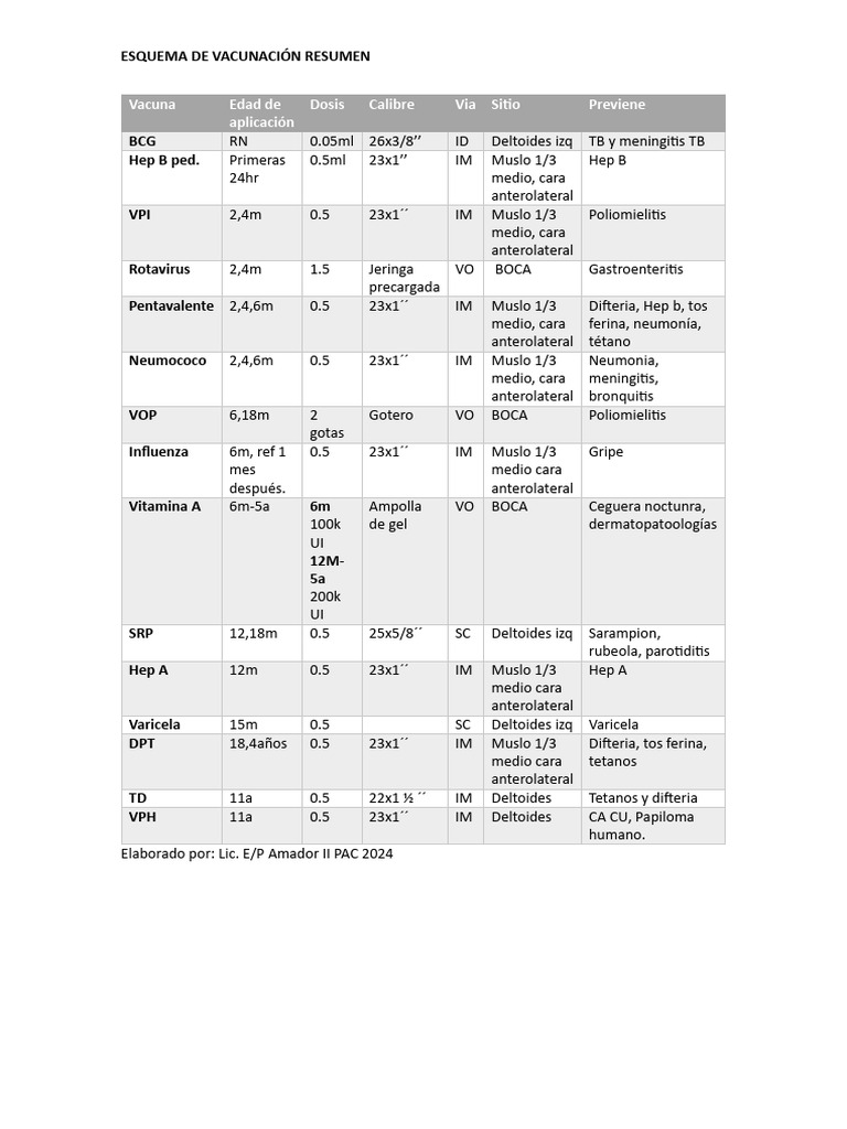 Ayuda Visual Esquema PAI 2024 Lic EP Johel Amador | PDF | Microbiología | Especialidades Medicas
