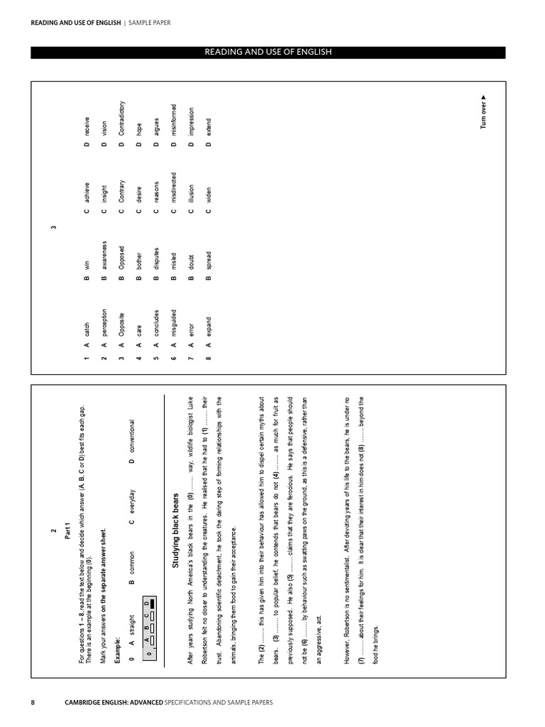 Sample Test Reading and Use of English - Booklet | PDF | Color | Happiness