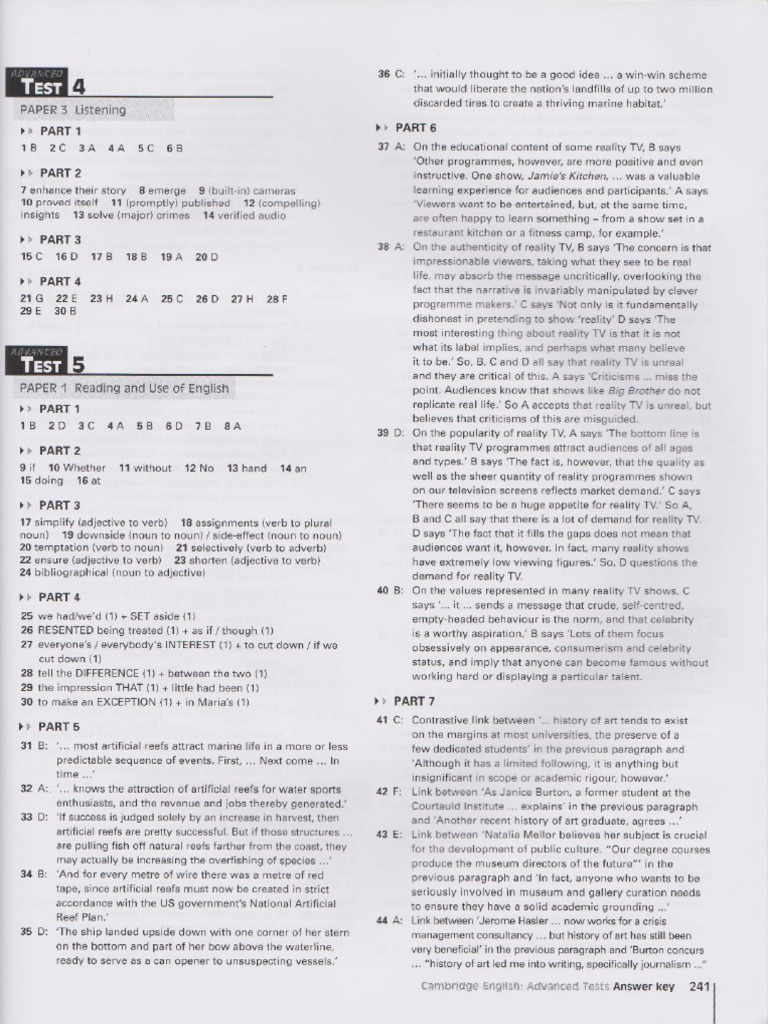 Essentials Test 5 - Key | PDF
