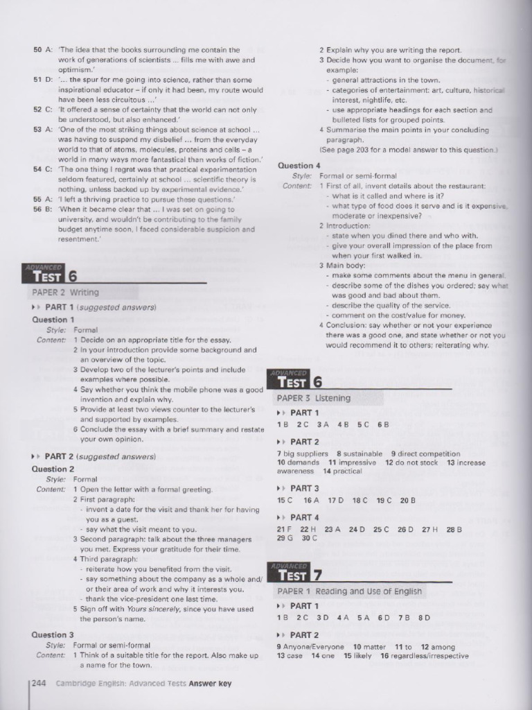 Essentials Test 7 - Key | PDF