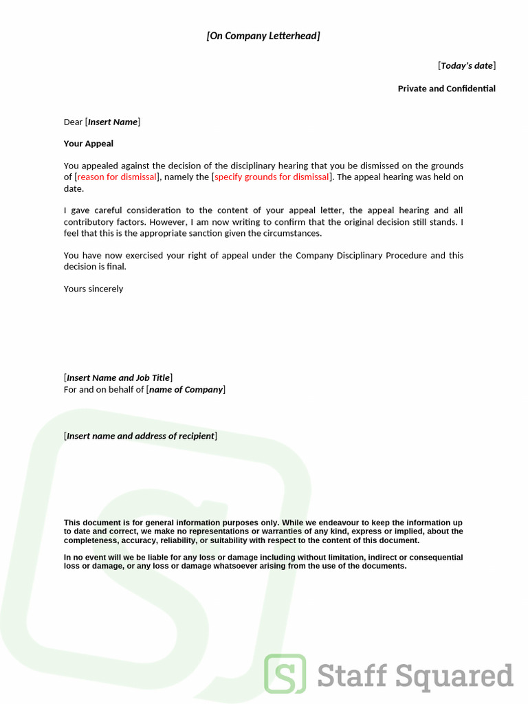 Appeal Decision Confirmation Letter | PDF