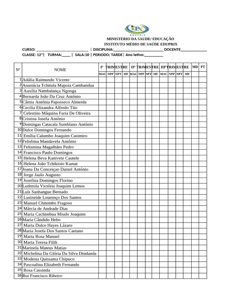 MINI PAUTA 12 Tarde 2024-25 - VAZIA - Cópia | PDF