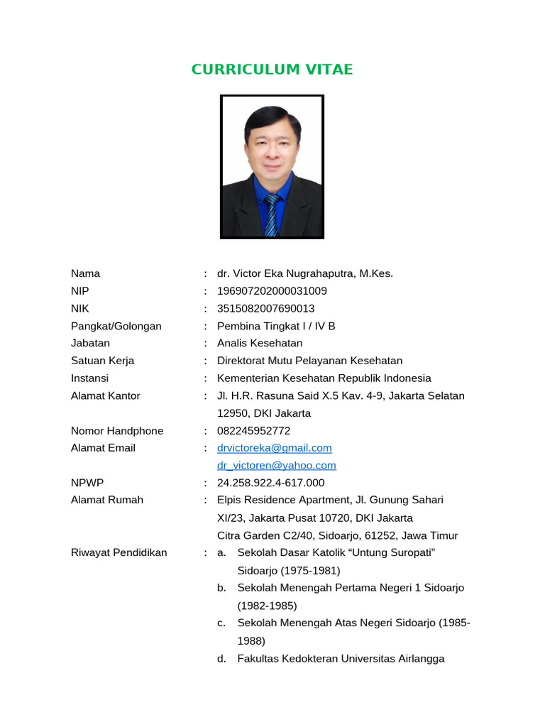 Curriculum Vitae Dr. Victor | PDF