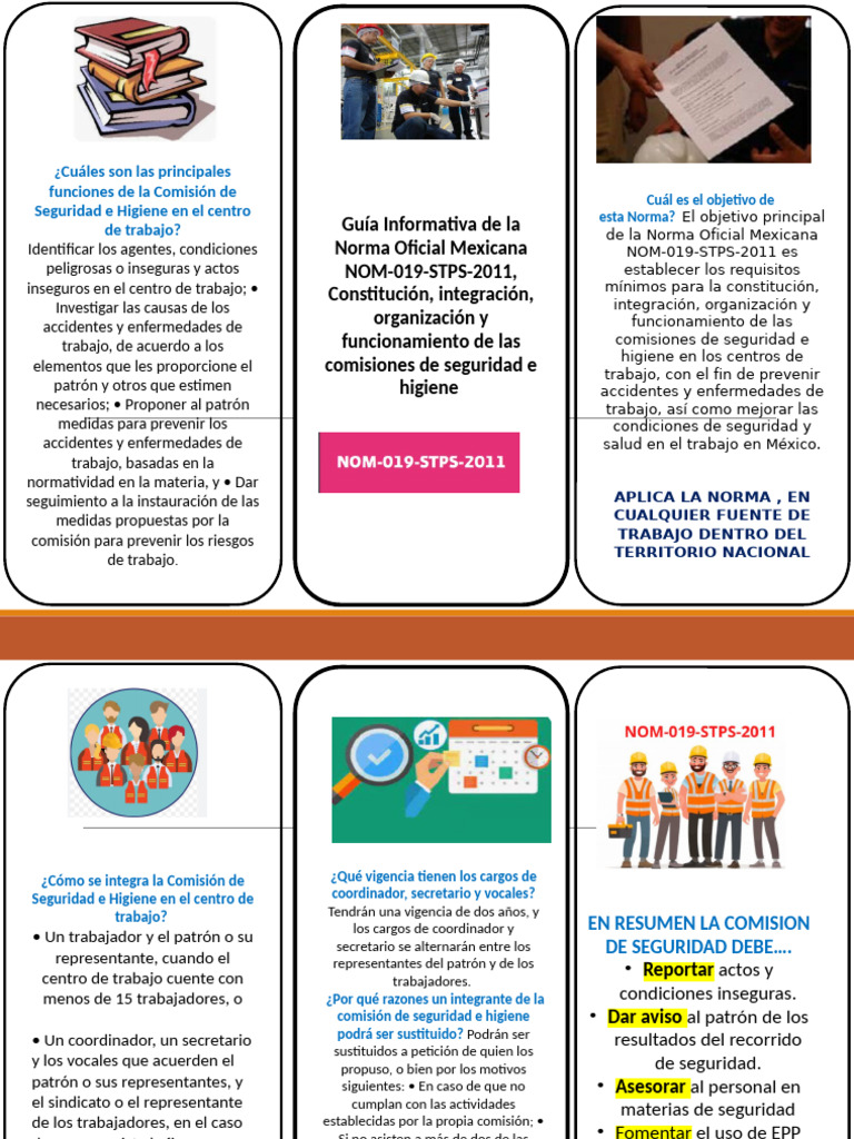 Triptico Nom-019 - STPS COMISION DE SEGURIDAD | PDF | Valores | Higiene