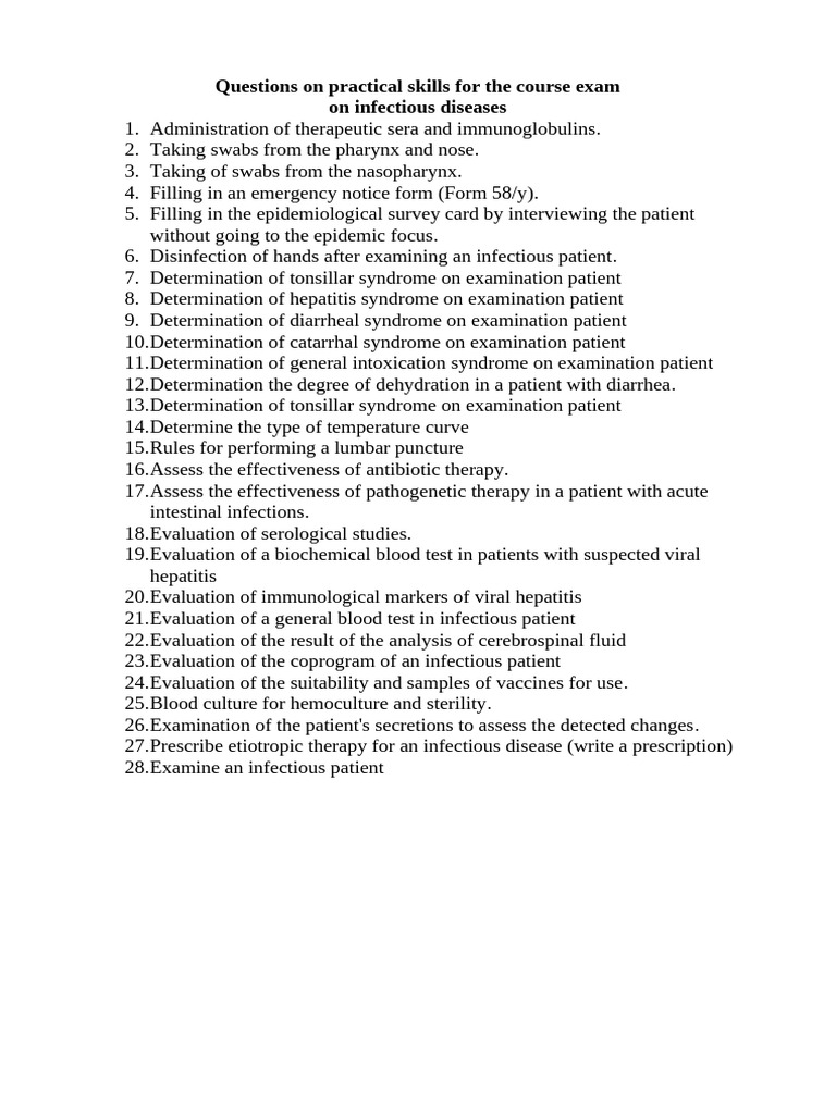 Questions On Practical Skills 2022 | PDF