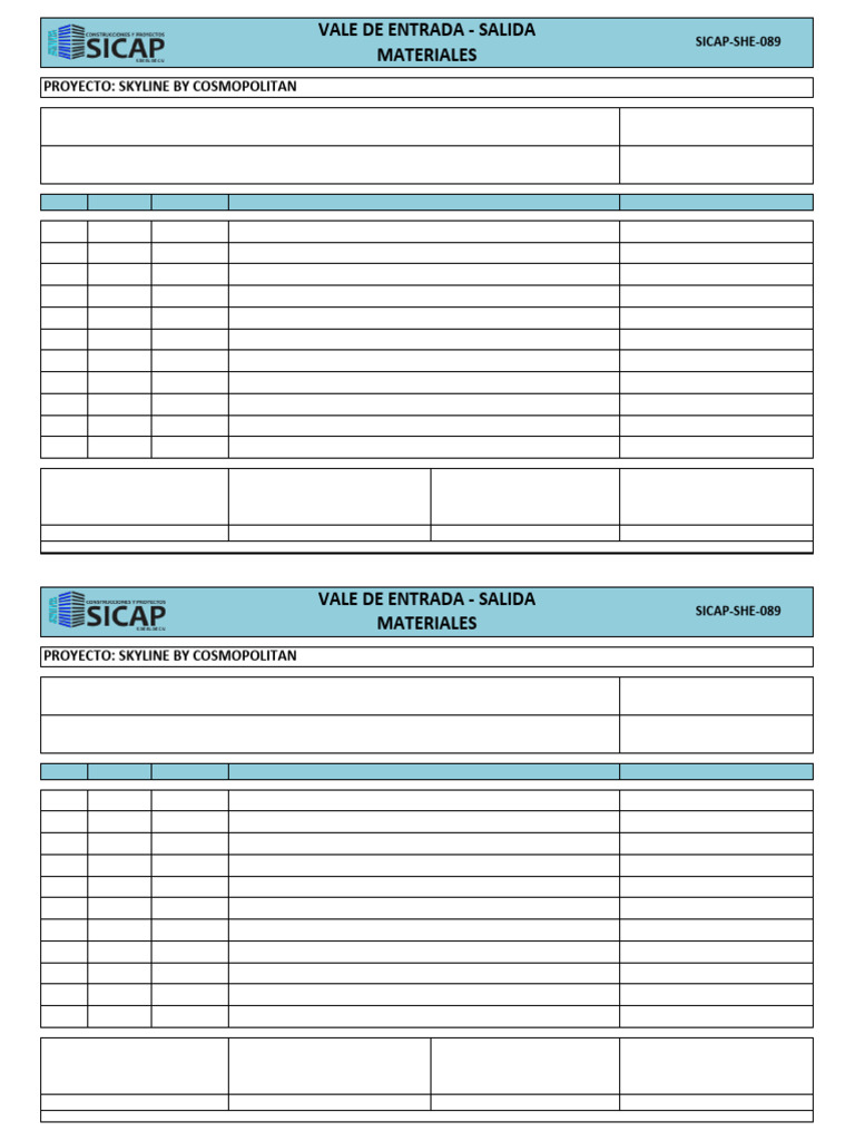 Sicap-She-089 Vale de Salida de Materiales | PDF