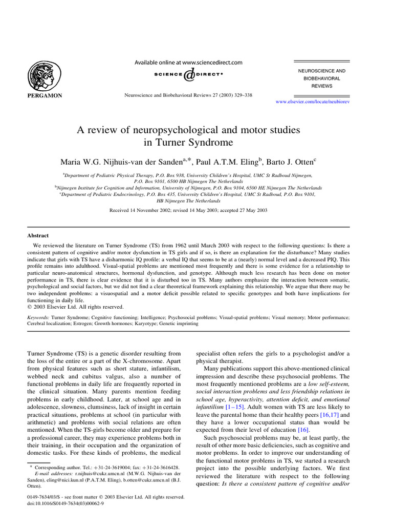 A Review of Neuropsychological and Motor Studies | PDF | Wechsler Adult ...