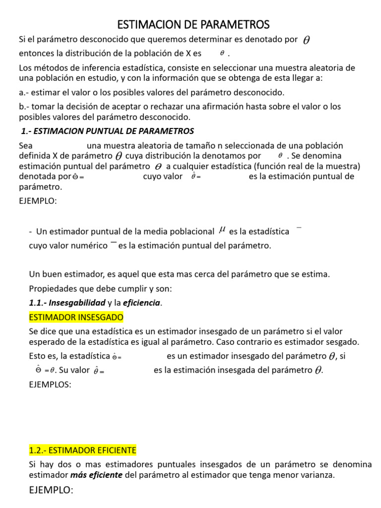 Estimacion de Parametros Puntuales | PDF | Teoría de la estimación | Estimador