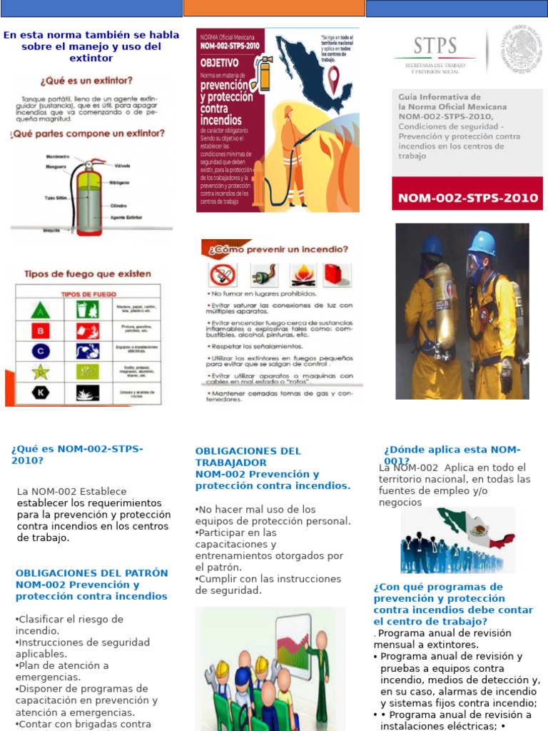 Triptico Nom-002 Incendios | PDF | Protección contra incendios | La seguridad