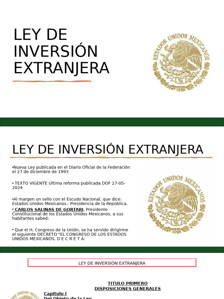 Ley de Inversión Extranjera | PDF | México | Inversiones