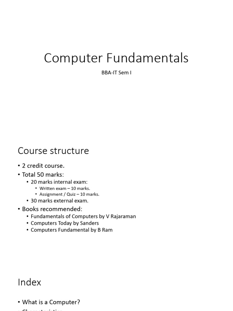 Introduction To Computer Fundamentals | PDF | Computer Hardware | Programming