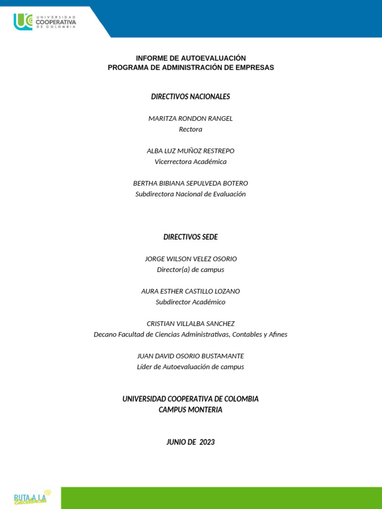 Informe Autoevaluación - Admon de Empresas | PDF | Business