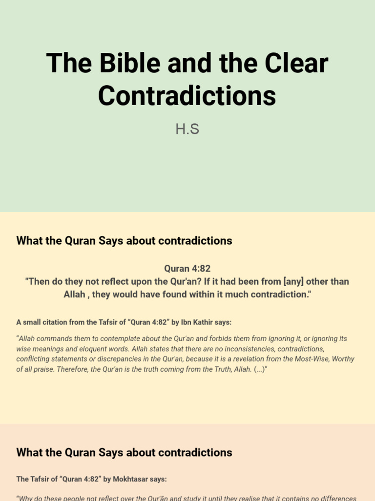 Bible Contradictions Explained | PDF | Quran | Islam
