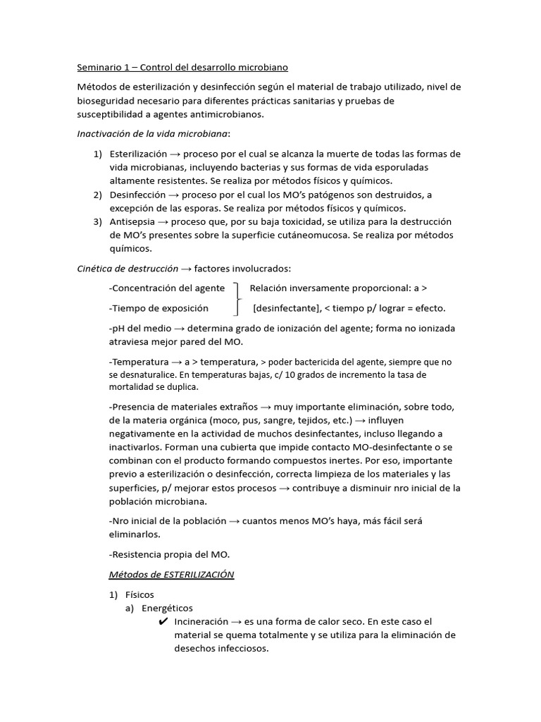 Seminario 1 - Control Del Des. Microbiano | PDF | Esterilización ...