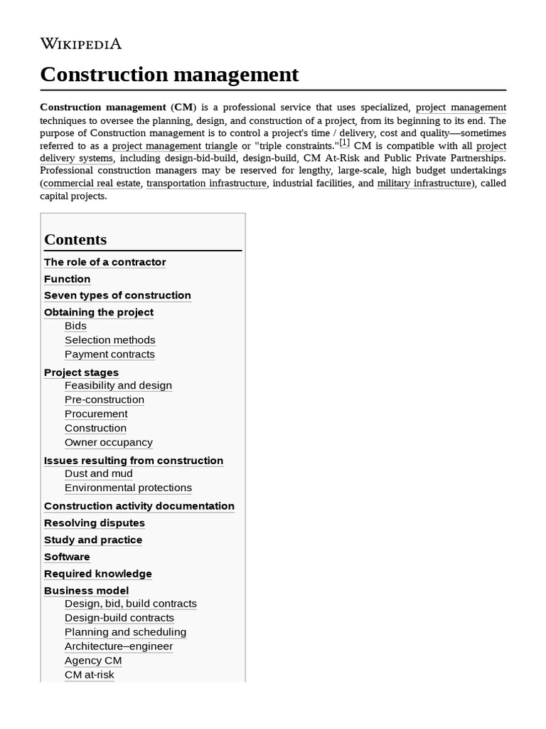 Overview of Construction Management | PDF | Construction Management