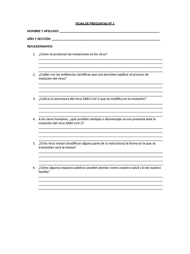 Ficha de Preguntas #01 | PDF | Mutación | Biología