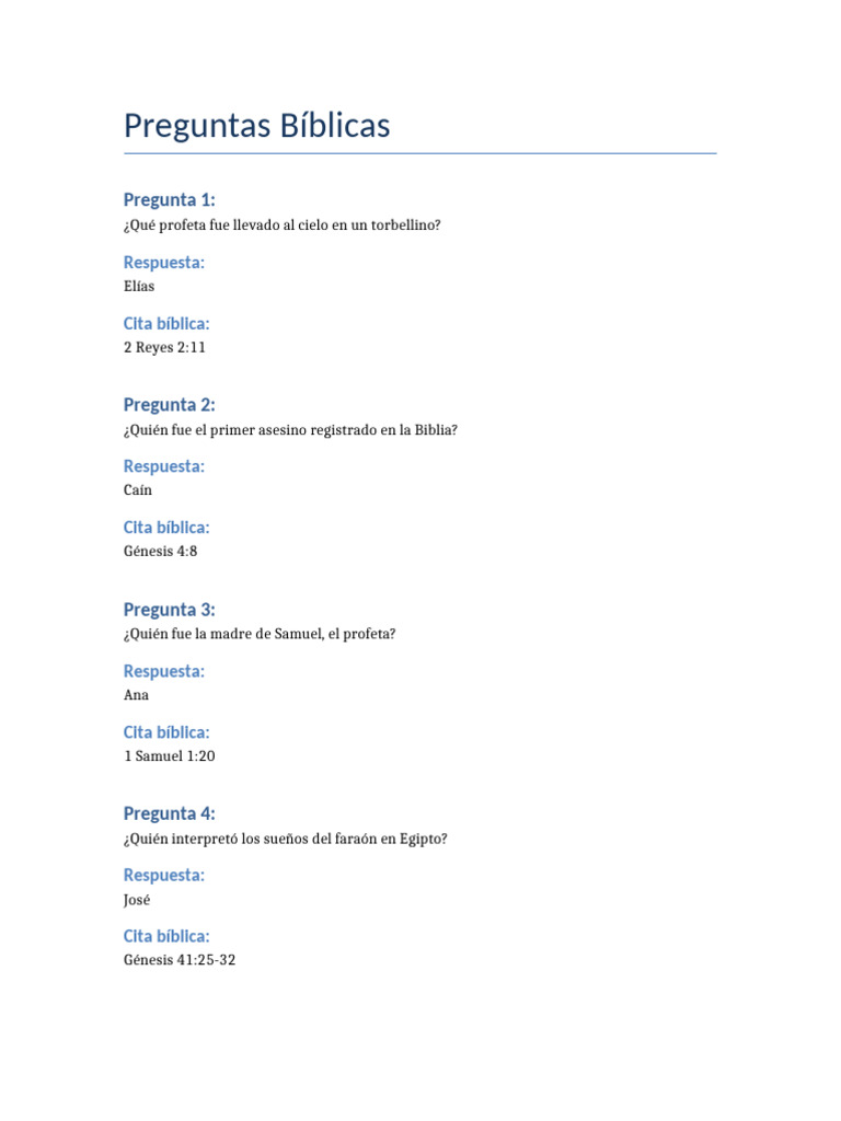 Preguntas Biblicas | PDF