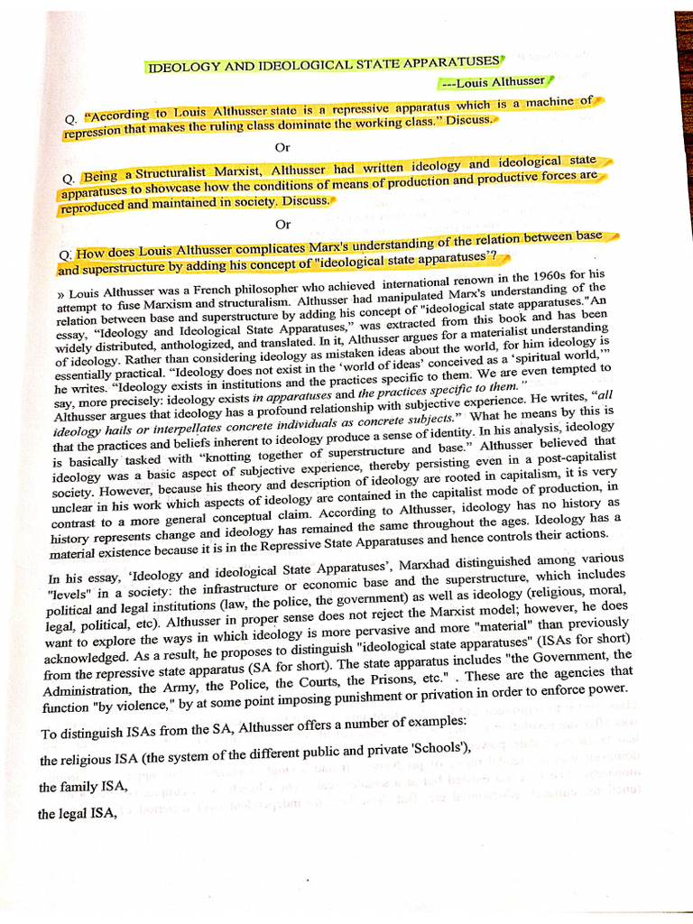 Ideology and Ideological State Apparatuses | PDF