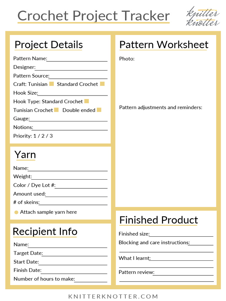 Crochet Project Tracker by KnitterKnotter | PDF