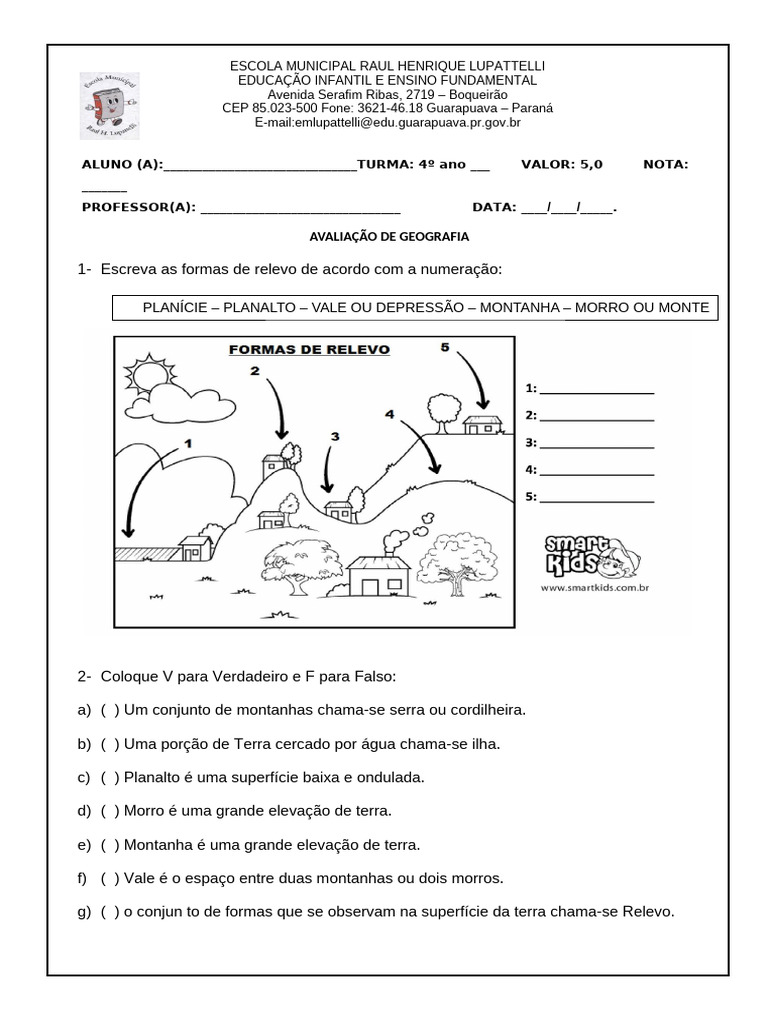 Avaliação de História e Geografia 4 Ano | PDF