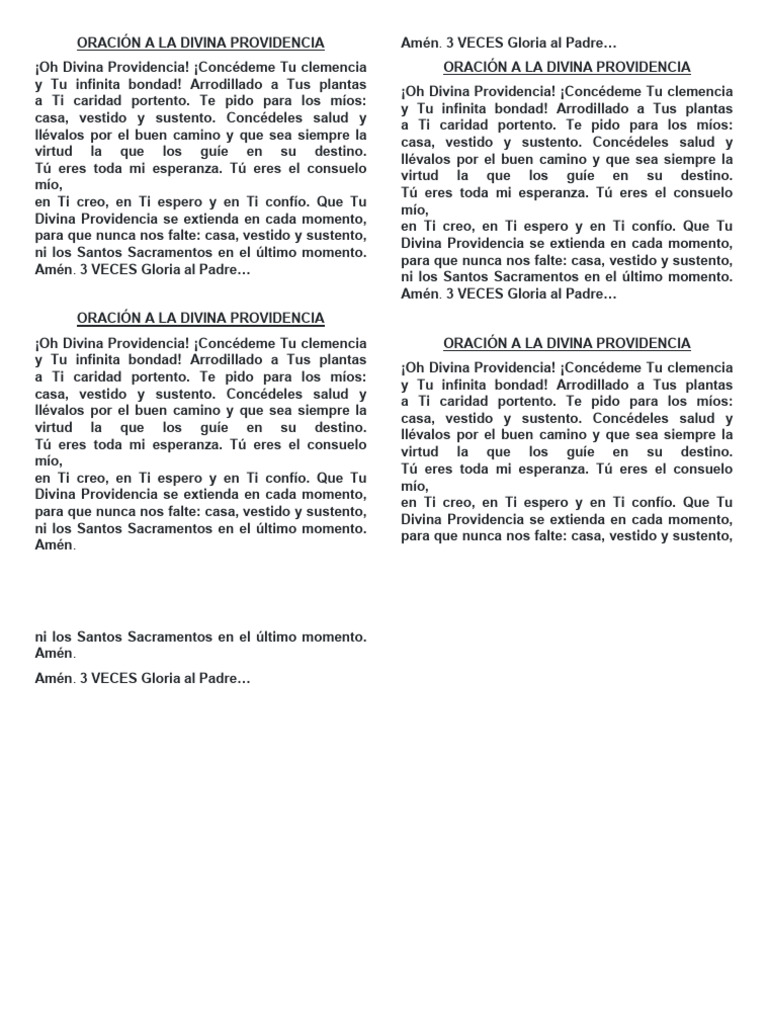 Oración A La Divina Providencia | PDF