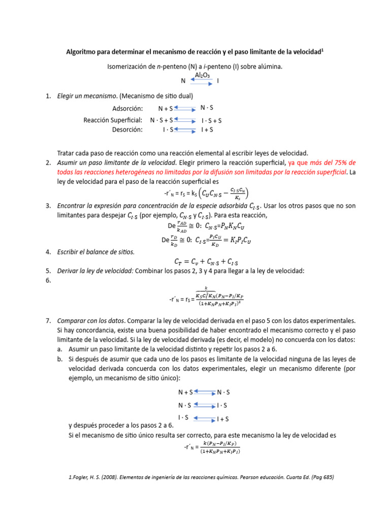 CLASE - 3-5 - Algoritmo para Determinar El Mecanismo de Reacción | PDF ...