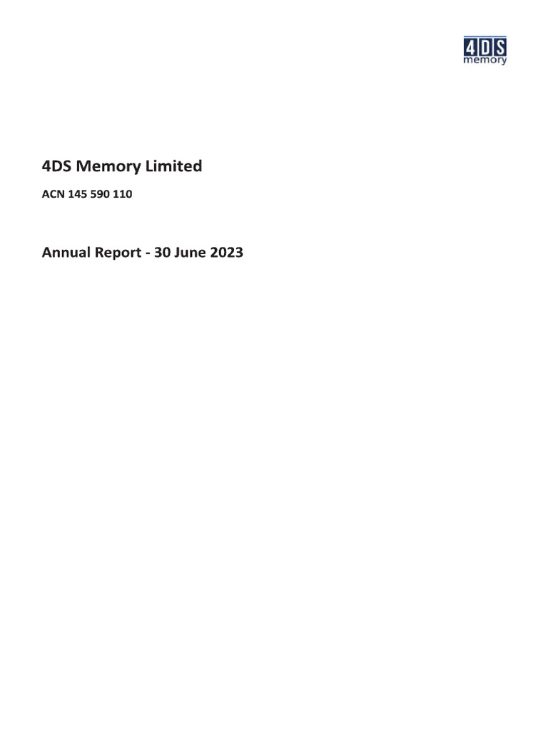 4DS Annual Report 30 June 2023 | PDF