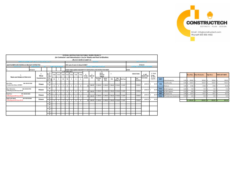 Public Works Payroll Certification Form | PDF | Payroll Tax | Payroll