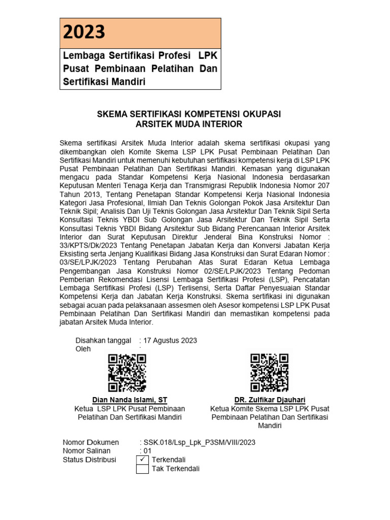 Skema Arsitek Muda Interior | PDF