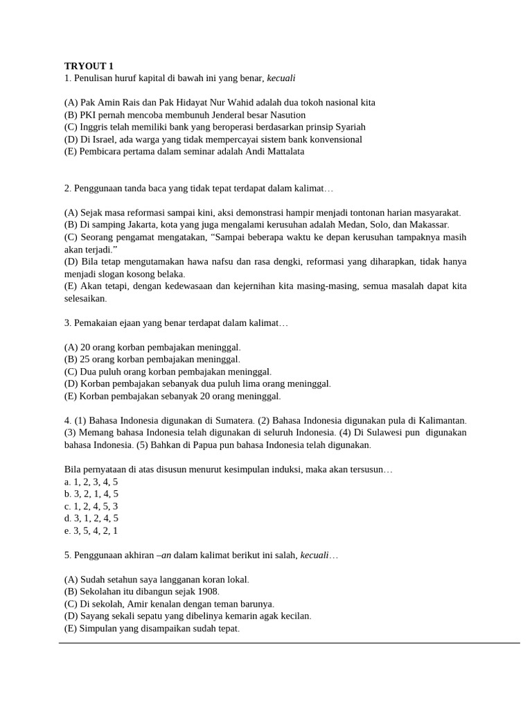 Tryout BHS Indonesia | PDF