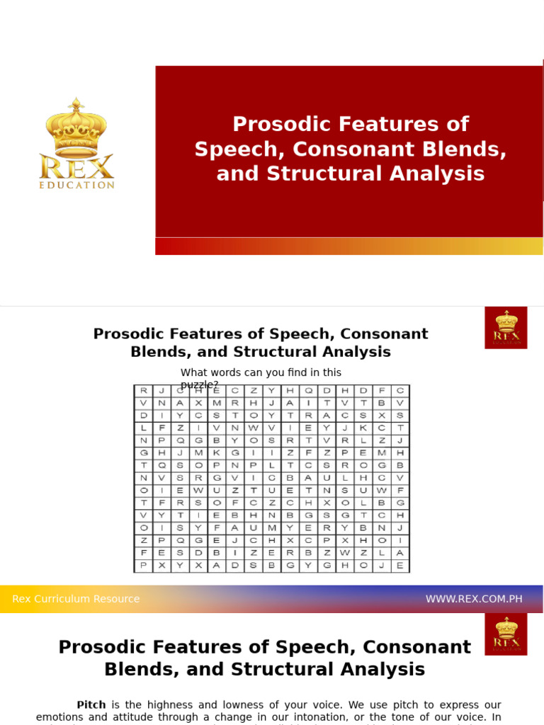 Prosodic Features of Speech, Consonant Blends, and Structural Analysis ...