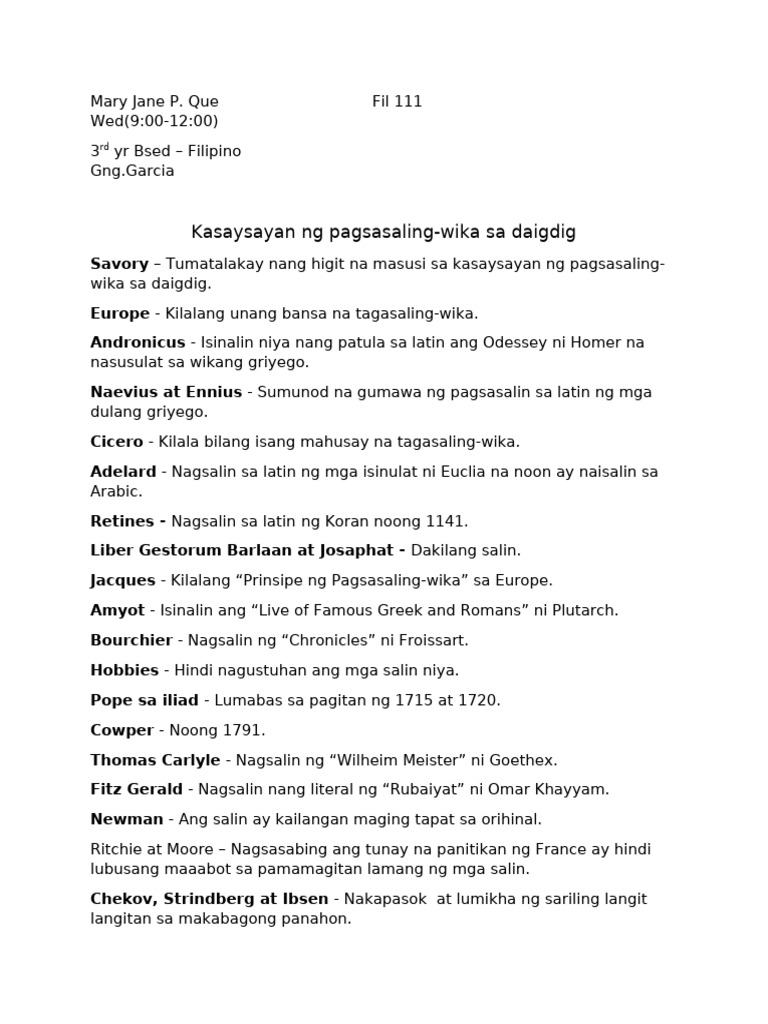 Takda Sa Fil 111 MJ Que | PDF