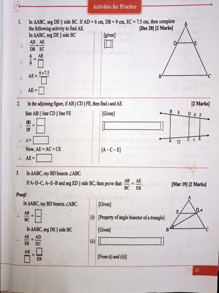 Similarity Activity Sheet Geometry | PDF | Euclidean Plane Geometry ...