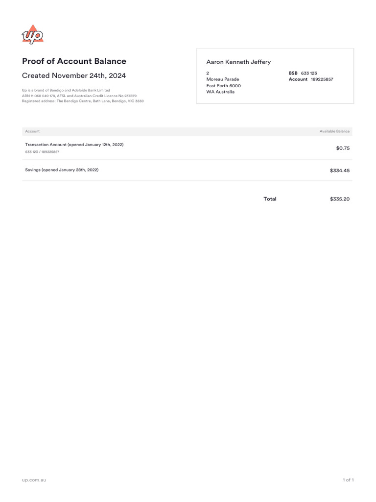 Proof of Balance 37928100001286 | PDF