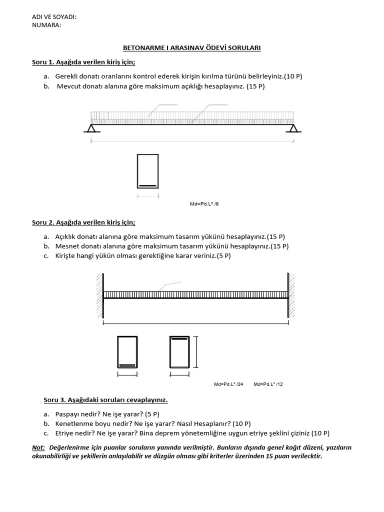 2020-2021 Betonarme Vize | PDF