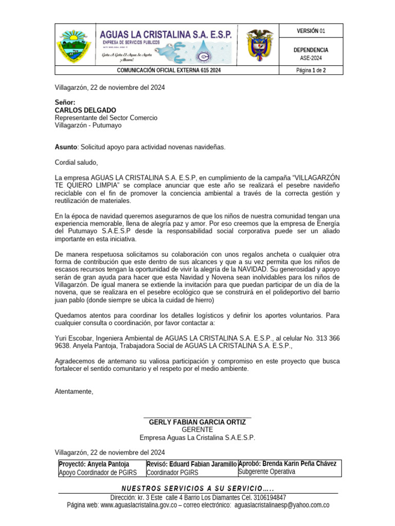 Oficio de Navidad | PDF | Trabajo Social | Business