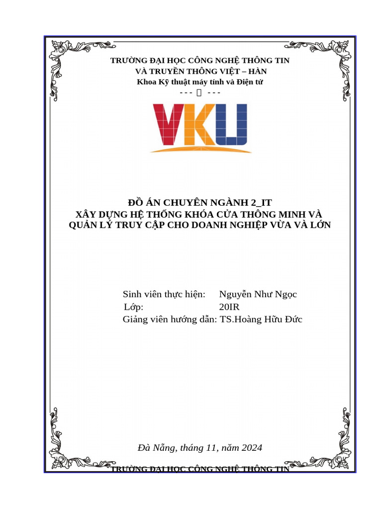 Báo Cáo Đ Án Khóa C A Thông Minh | PDF