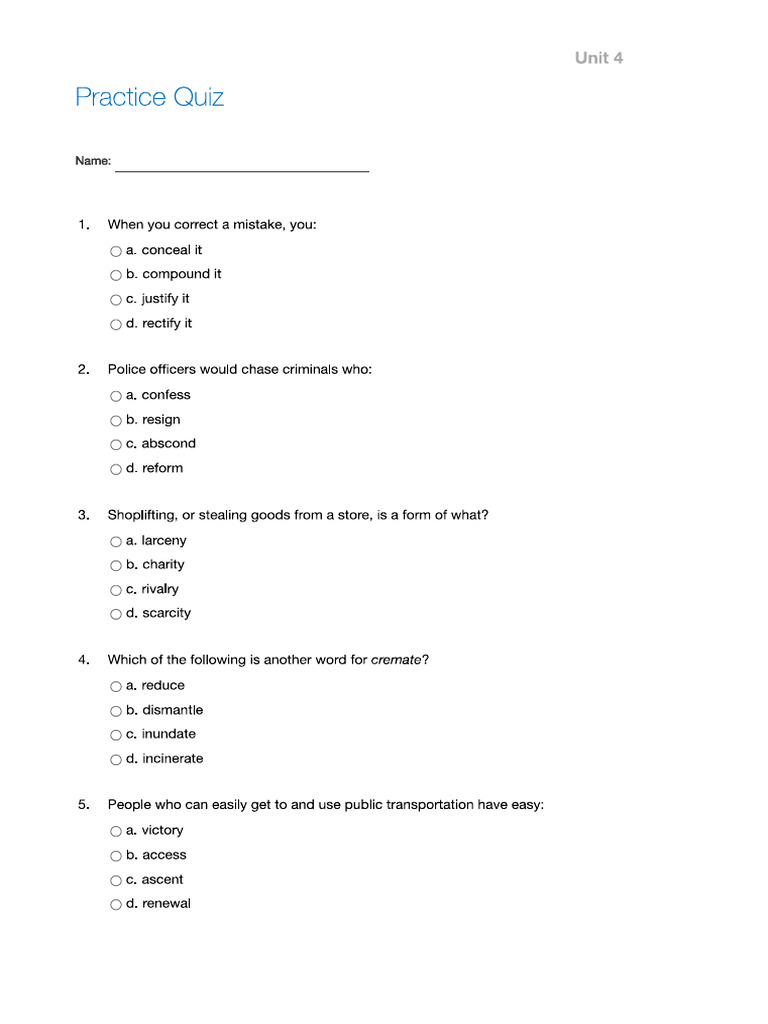 Practice Quiz | PDF