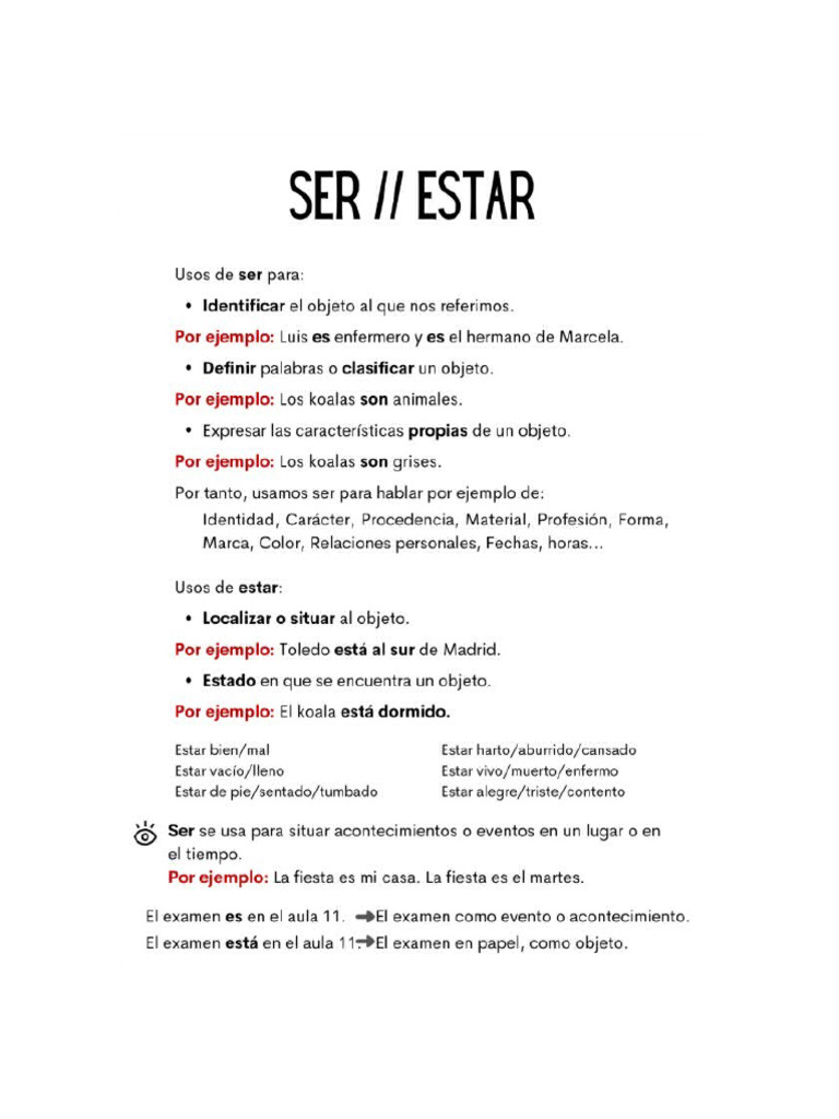 Verbos Ser y Estar + Adjetivos | PDF | Plural | Adjetivo