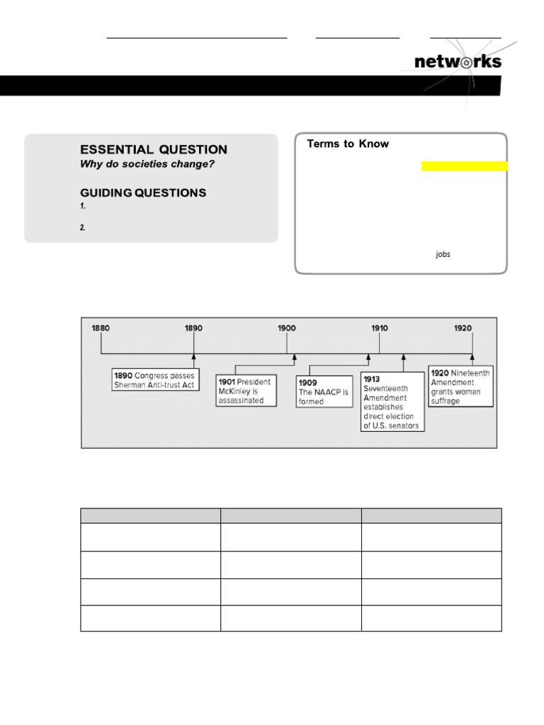 Chapter 6 Progressive Era Lesson 1 Summary | PDF | Muckraker ...