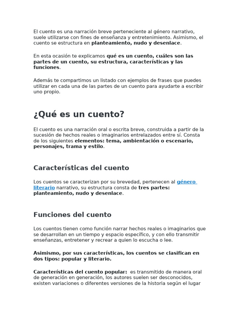 El Cuento | PDF | Cuentos | Narración